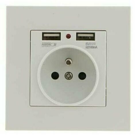 Lot de 2 Prises Murales, Prise Electrique Murale avec Double USB 5V ...
