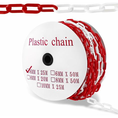 Chaîne de barrière de 25 m, chaîne en plastique rouge et blanc, chaîne ...