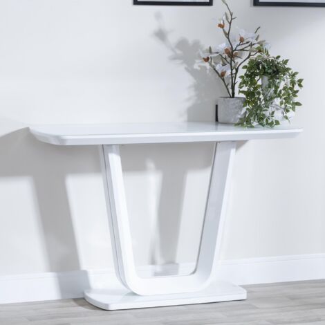 Bloomsbury White Glass Console Table with V Base