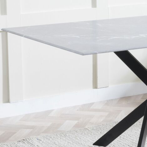 Ravenna Grey Glass and Black Metal Chopstick Legs Dining Set