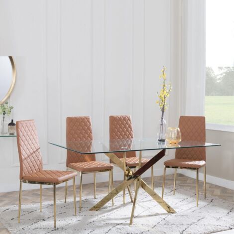 Chopstick Clear Glass and Gold Metal Dining Set - Metro Burnt Orange ...