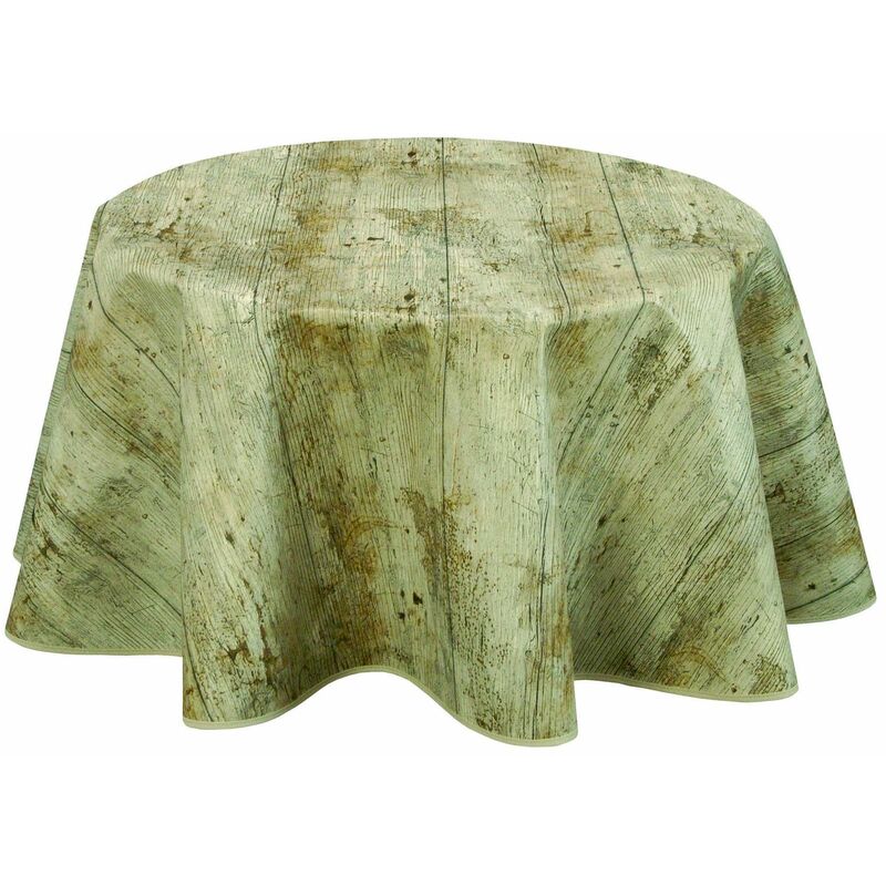 Nappe ronde en toile cirée design bois Cottage