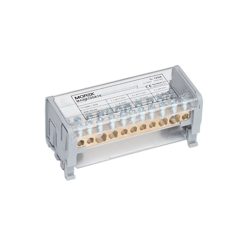 Répartiteur modulaire bipolaire Moblock 125A - 11 départs - 2x35 + 2x25 ...