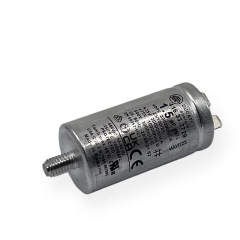 Condensateur permanent aluminium 1,5µF à cosses faston simple - Ø30x60mm - DUCATI