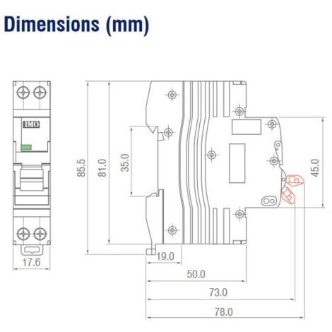 Disjoncteur phase neutre 25A 1P+N - courbe C - 4,5kA - À vis - MCB - B4C1N25A - IMO