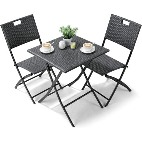 LIFERUN Ensemble de Meubles de Balcon 3 pièces, Salon de Jardin Pliable ...