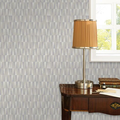 Papier peint géométrique beige & argenté | Tapisserie originale ...