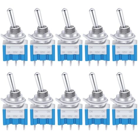 10 Stücke Blau Mini EIN/AUS Kippschalter 3 Terminals 2 Position SPDT ...