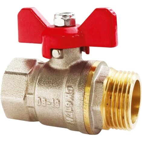 Kugelhahn 1/2" Außen-/Innengewinde, Schmetterlingsgriff (4 Punkte). Optimaler Wasserfluss dank ...