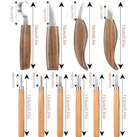 15 Zoll (ca. 38,1 cm) - Walnuss-Schnitzset, Holz-Schnitzmesser-Set ...