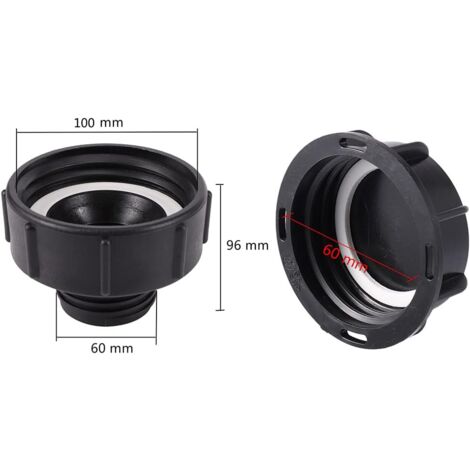 1 IBC Adapter S100x8 auf Reduzierstück S60x6 Grobgewinde mit Deckel ...