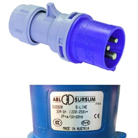 Prise male CEE 2 phases + terre 230V 32A