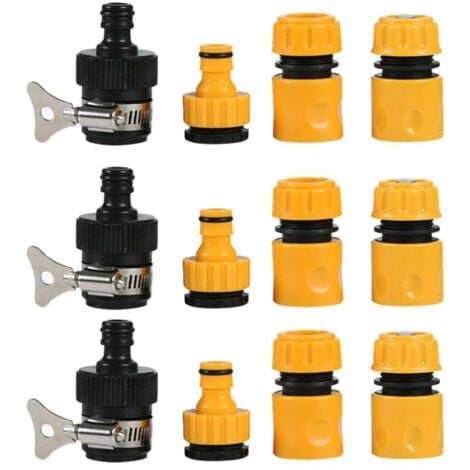 Kit de Raccords Rapides de Jardin en Plastique - 12 Pièces, Raccords Doubles pour Tuyau d'Arrosage