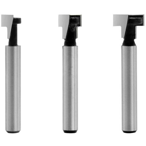 6.35mm Fraise en Rainure en T, Routeur à Rainure en T Forme Routeur Bits, 3Pcs (8/9.5/12.7mm ...