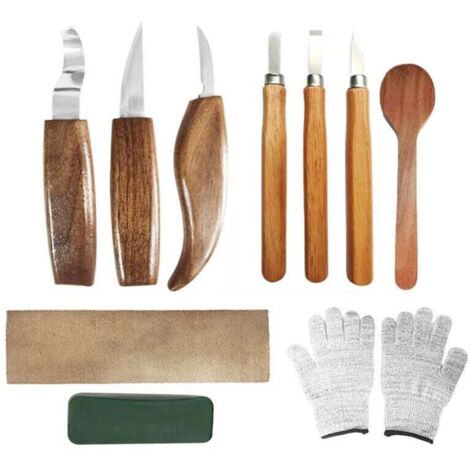 ZVD- 10pcs Outils Sculpture sur Bois, Kit Sculpture Bois avec 3 Ciseaux ...