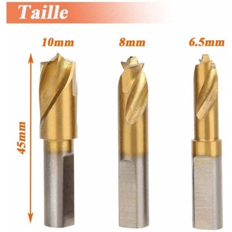 3Pcs Spot Weld Drill Bit, HSS CO 6.5mm/8mm/10mm Spot Weld Cutter Drill ...