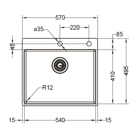 Évier Box Inox Slimtop BXX210-54 - 570 x 510 x 200 mm - Sous meuble 60 ...