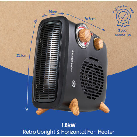 Russell Hobbs 1800W Retro Fan Heater Black Scandi RHRETHFH1001WDB