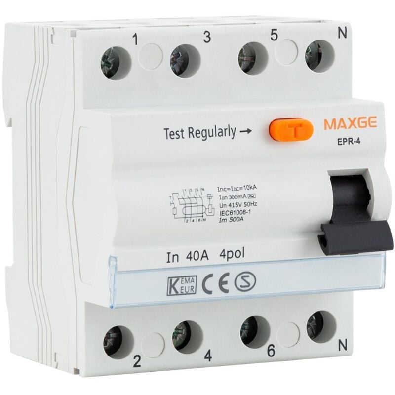 Interruttore Differenziale Residenziale 4P 300mA 40A 6kA Classe AC MAXGE 40 A