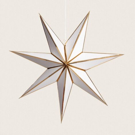 Stella di carta LED a Pile Rigel Bianco - Oro