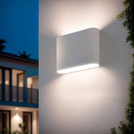 Applique Parete per Esterno LED 6W Doppia Luce Quadrato Bianco Zeus ...