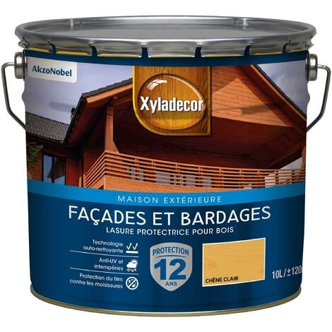 Lasure protectrice pour bois extérieur - Facades et Bardages - aspect satin chêne clair 10 L