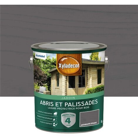 Lasure protectrice pour bois extérieur - Abris et Palissades - aspect mat anthracite opaque 5 L ...