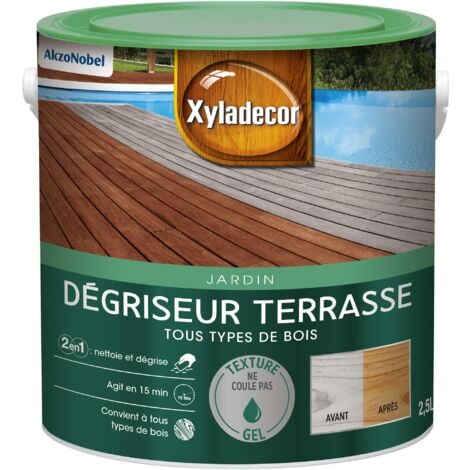 Xyladecor - Degriseur pour Terrasse Mat - Convient À Tous Types de Bois - Incolore 2,5L