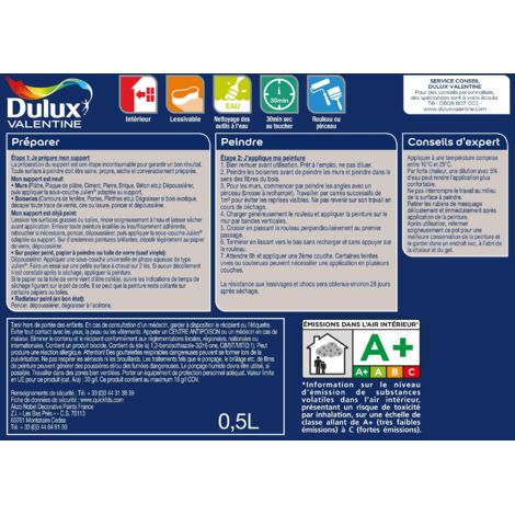 Peinture mat Dulux Valentine Crème de Couleur Rouge Madras en 0,5 L ...