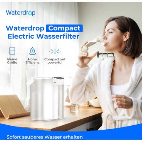 Waterdrop Compact Instant Electric Water Filter Jug with 3 Month Filter ...