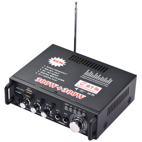 LIFCAUSAL Amplificateur Audio Miniature 2 Canaux 300W+300W 12V/220V Bluetooth pour Voiture ...