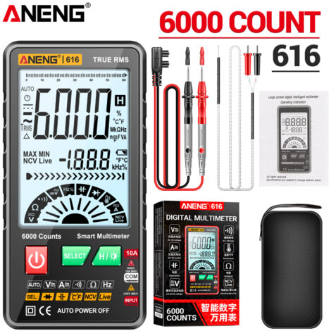 Multimètre numérique intelligent ANENG 616, plage automatique 6 000 ...