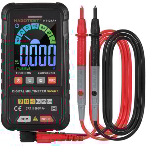 Multimètre numérique intelligent HABOTEST HT124A+, 4 000 points, True ...
