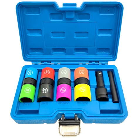 Jeu de 6 douilles à chocs 1/2 pouce, CR - MO à bascule, compatibles pour écrous de roue de ...