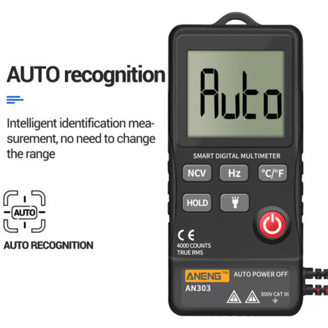 Multimètre numérique ANENG AN303 à 4000 comptes, Écran LCD, Autofin de ...