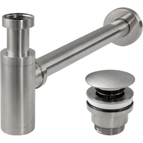 Univerasl Basin Siphon + Basin Plug Click-Clack REA Brush Nickel
