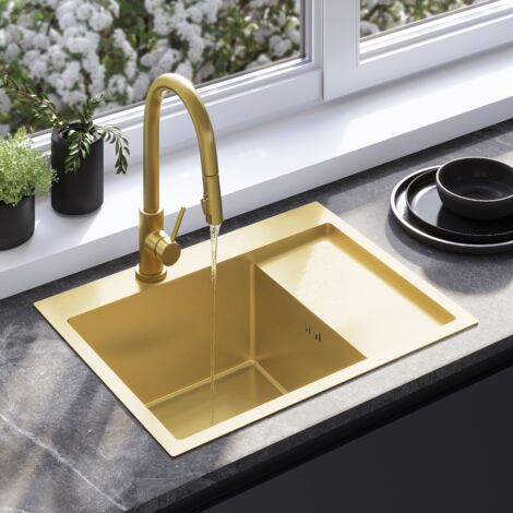 KITCHEN SINK REA FIN BRUSH GOLD