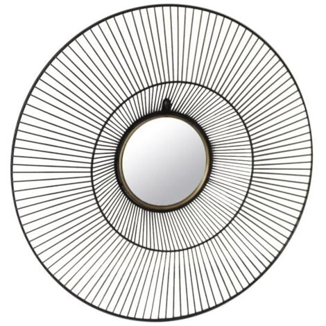 Miroir rond noir et doré en métal 58x58x9cm