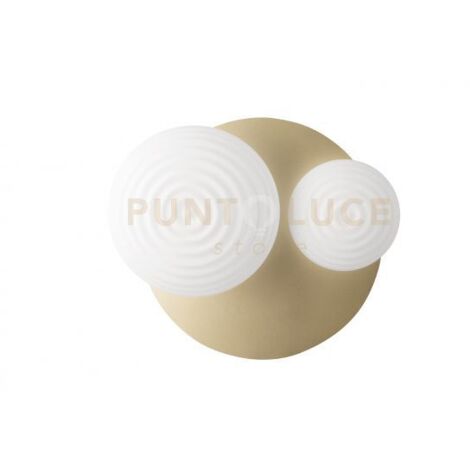PLAFONIERA TONDO/2 ORO BASE ORO 2 VETRI BIANCO OPACO 1 LUCE ATTACCO E14 ...
