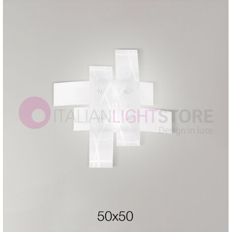 FRIDA P/P APPLIQUE IN METALLO E VETRO SATINATO E BIANCO FINITURA CROMO ...