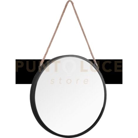 NINA SPECCHIO DA PARETE ROTONDO D.80CM NERO IN METALLO E CORDA