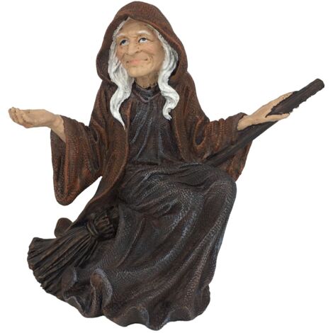 Hexe, braune Fantasy-Figur aus Kunstharz, 14,5 cm x 9 cm x 15 cm