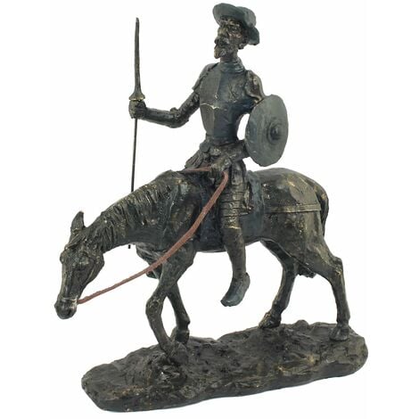 Signes Grimalt Figure Don quijote Bronze Horse Figure de bureau noir - 30x26x8cm