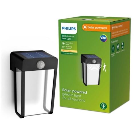 Lampada da parete led a energia solare con sensore philips shroud 2.3w ...
