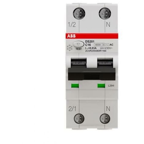 Interruttore magnetotermico differenziale abb ds201c16ac30-6ka 1p+n c16 30ma