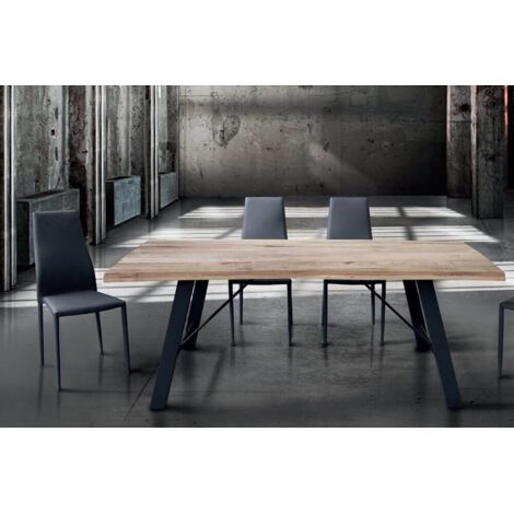 GREGORY - tavolo da pranzo moderno in acciaio e legno Spessore 4 cm