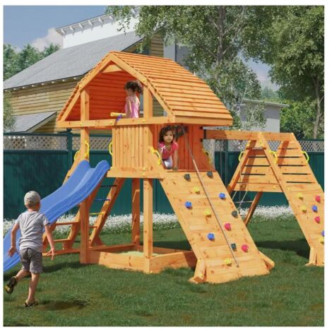 Casetta in legno per bambini con scivolo Fungoo GIANT SPIDER RED