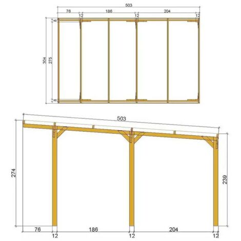 CarPort - Pergola da Giardino 3x5 in Legno per Auto