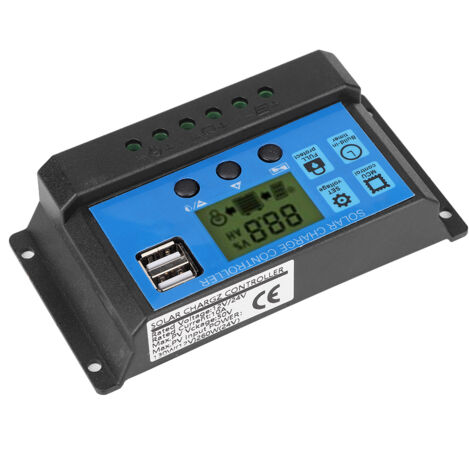 Jeffergarden Contrleur de Charge solaire photovoltaque Intelligent 12V 24V PWM Auto régulateur ...