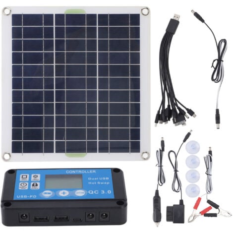Jeffergarden Kit de panneau solaire 200 W avec contrôleur bleu, prise OBD, charge rapide et ...